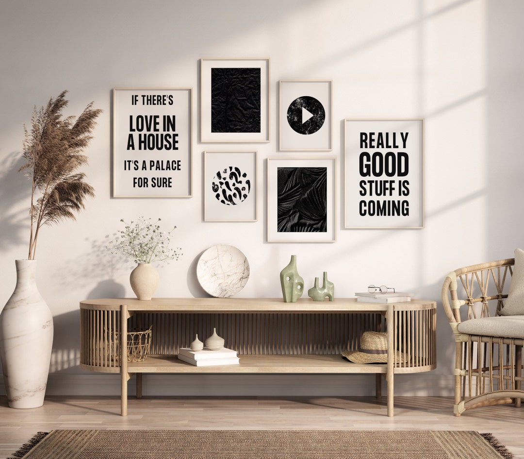 Wandkunst Set, 6er-Set, Kunstdrucke, Schwarz-Weiß-Dekor, Kunstdrucke, Strukturdrucke ...