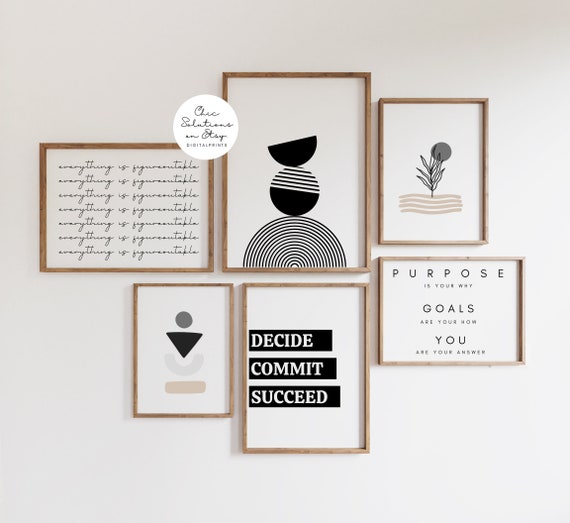 Home Office Set Set of 6 Prints Office Wall Decor Home - Etsy