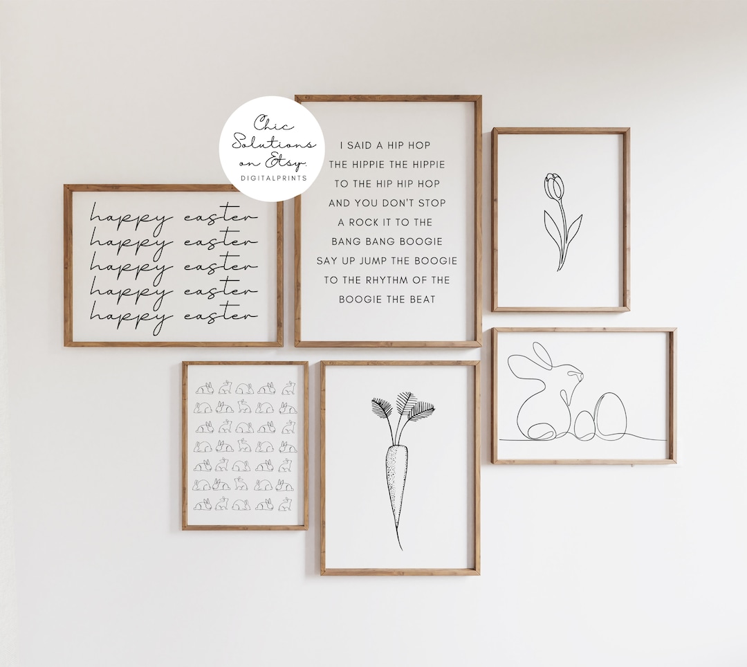 Easter Wall Art, Set of 6, Easter Gallery Wall Art, Easter Printable ...