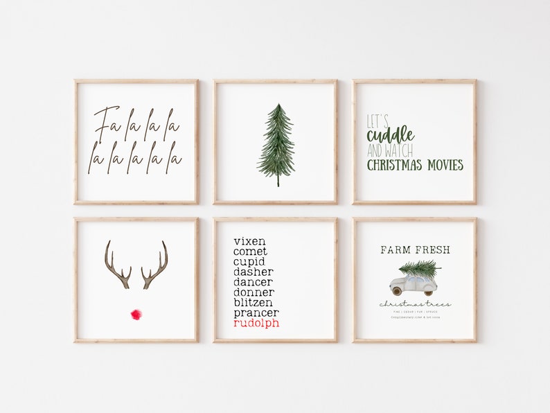 Minimalist Christmas Prints Set, Holiday Wall Decor (digital Download ...