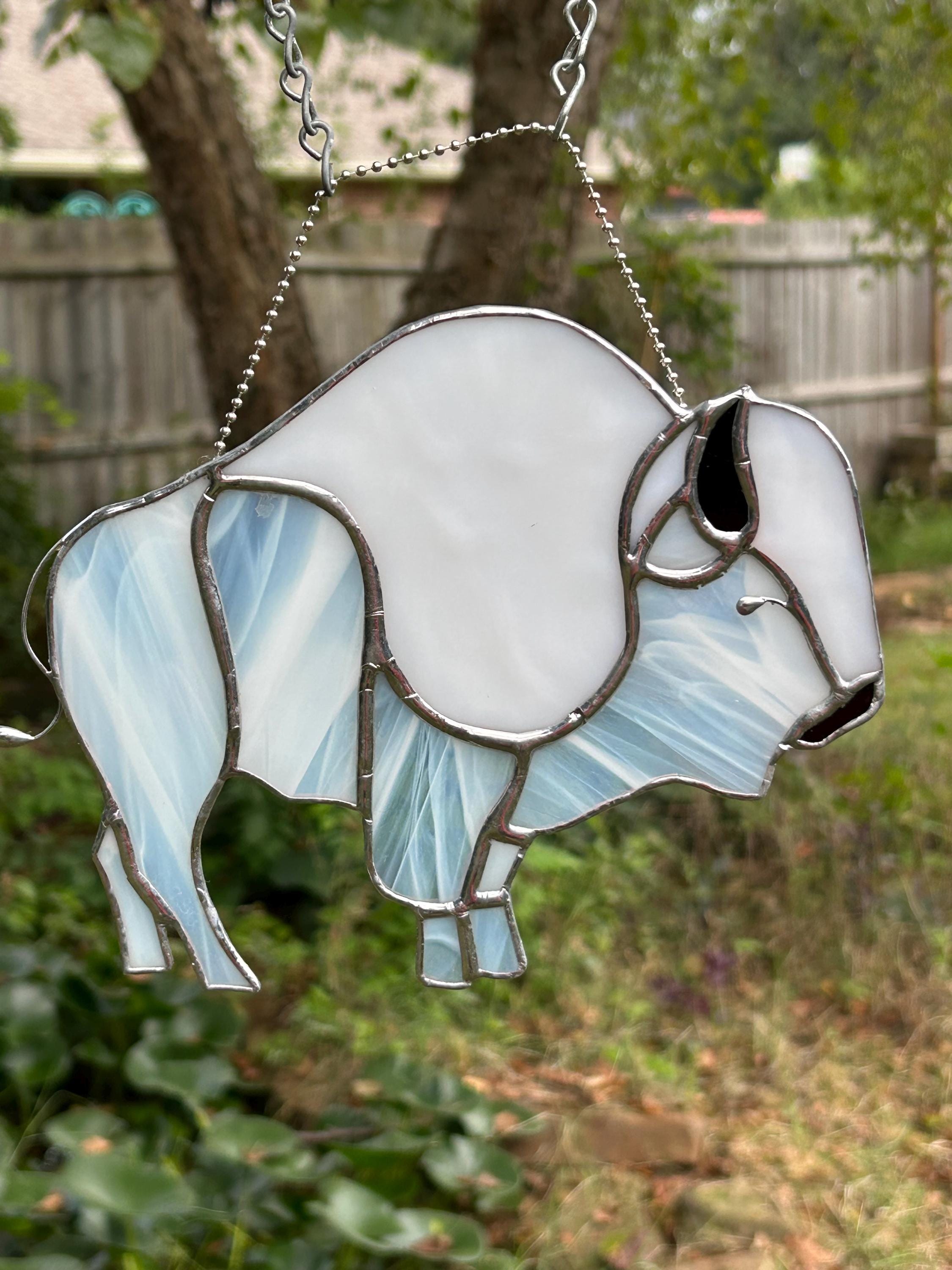 White Stained Glass Buffalo (bison) - Etsy