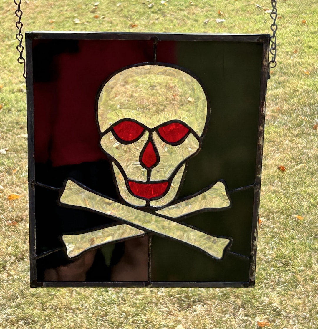 Stained Glass Beveled Skull and Cross Bones - Etsy