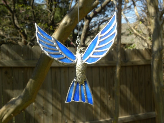 Blue Stained Glass Hummingbird - Etsy