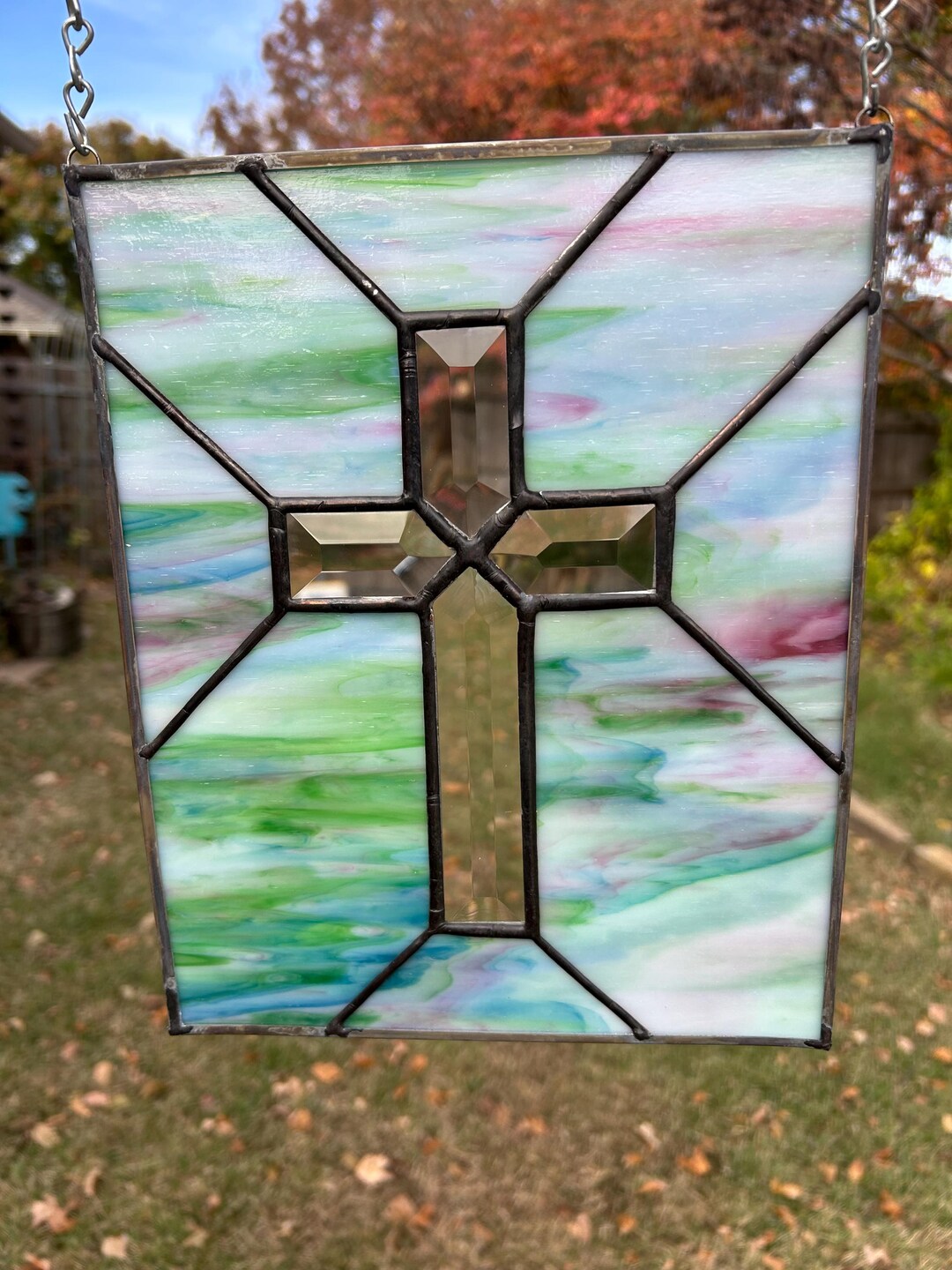 Stained Glass Beveled Cross - Etsy