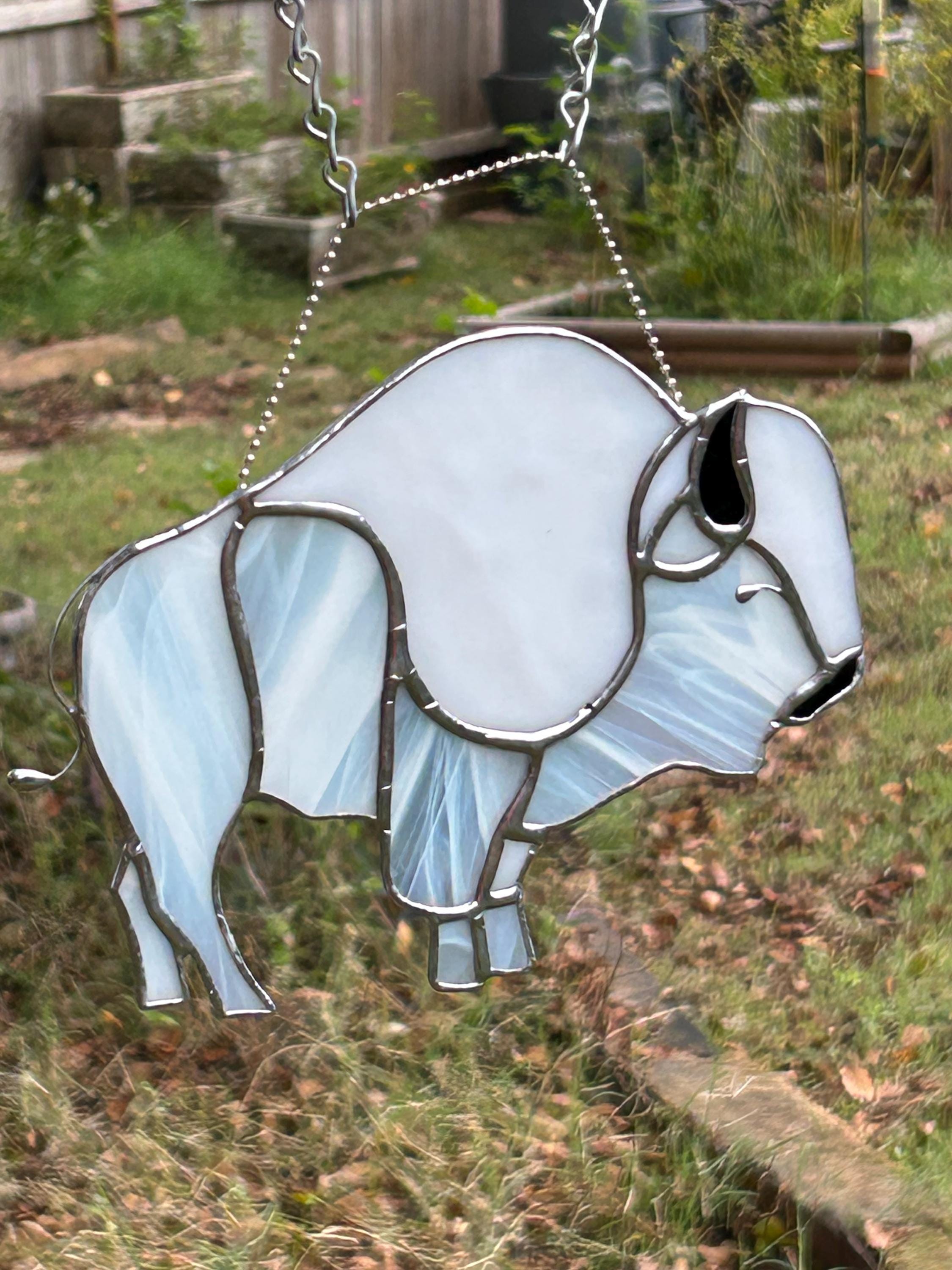 White Stained Glass Buffalo (bison) - Etsy
