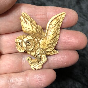 Native American Totem. Hand Carved Ox Bone Flying Hunting Owl Totem ...