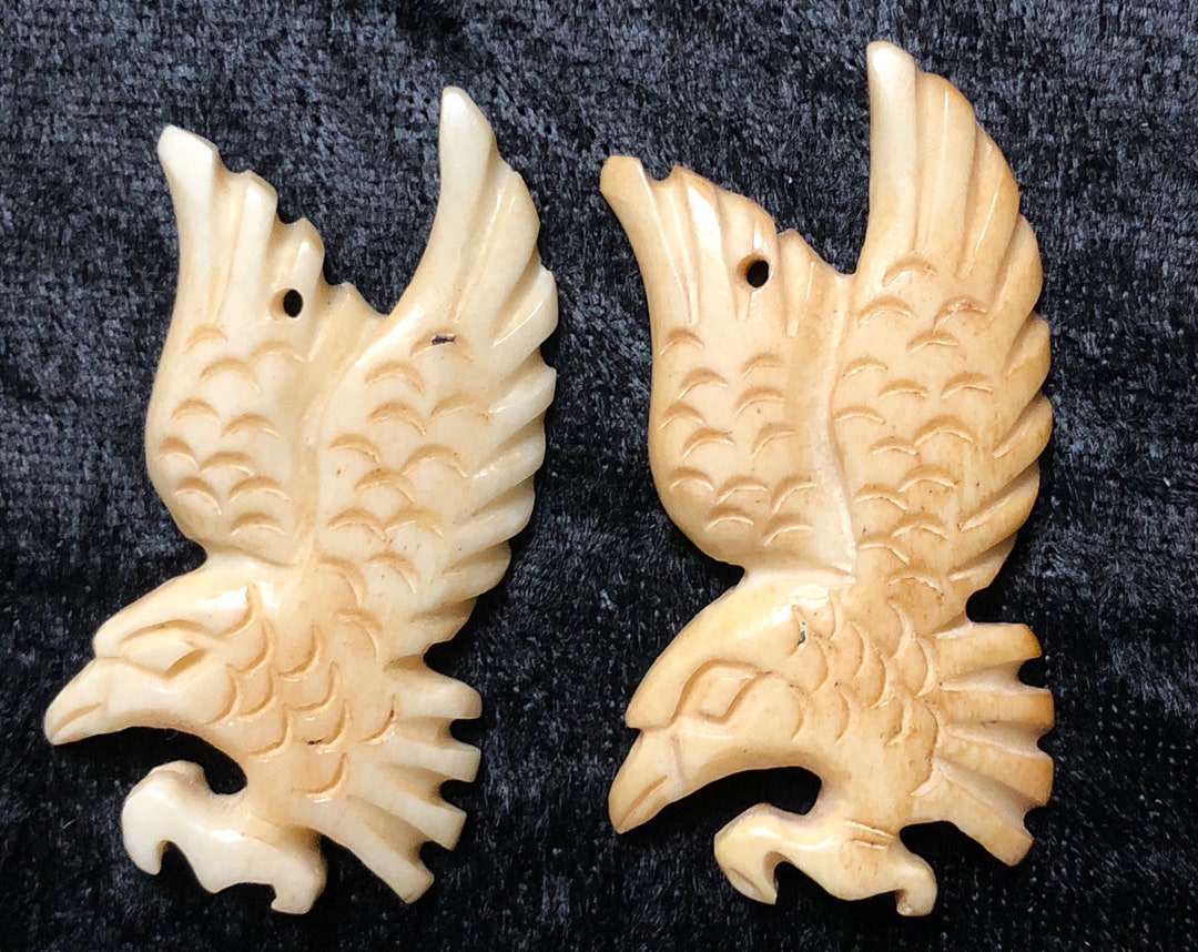 Native American Totem. Hand Carved Ox Bone Flying Hunting Eagle Totem 1 ...