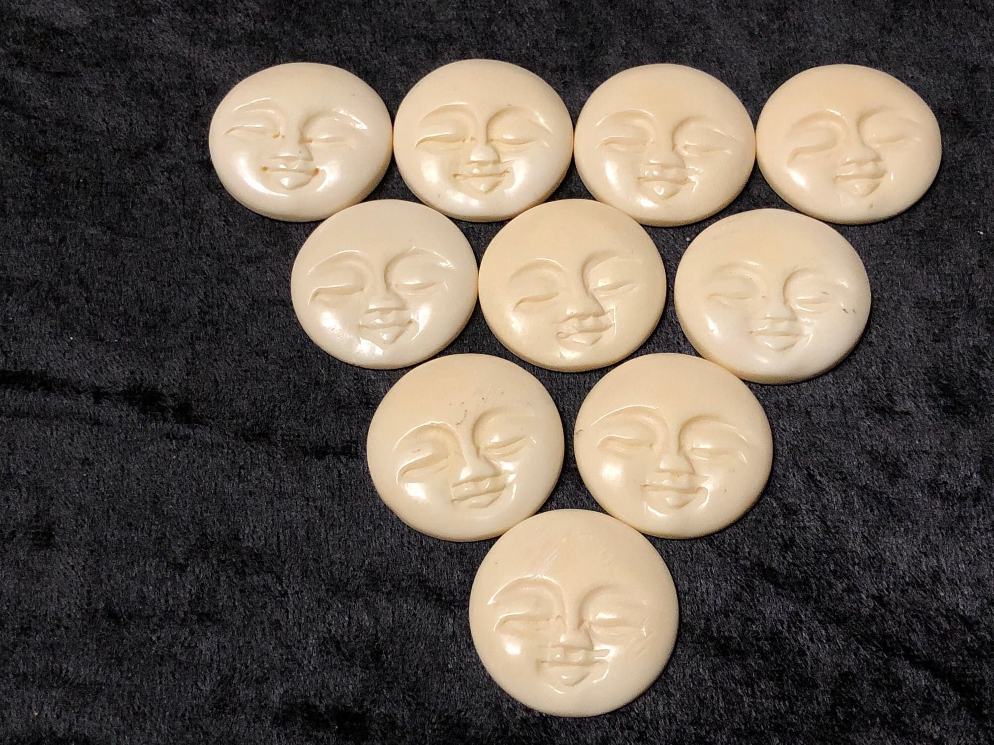 Hand Carved Cattle Bone Moon Face Cabochon Eyes Closed 1 Pc - Etsy