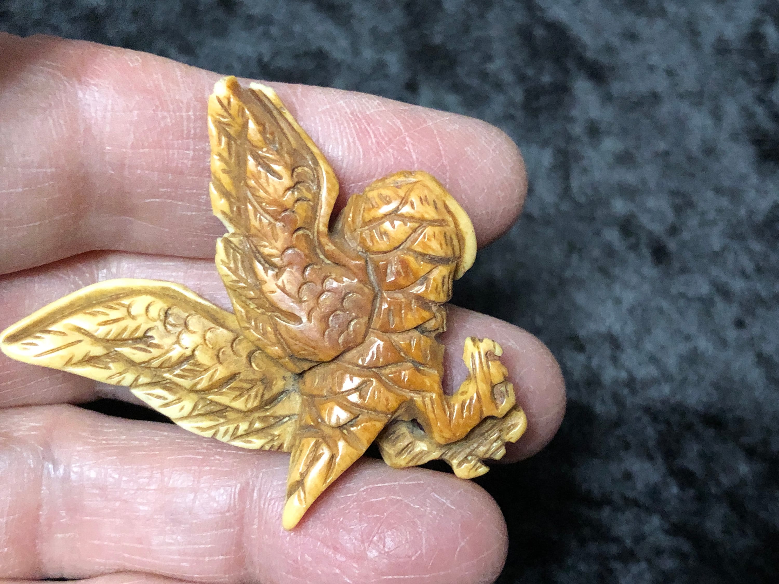 Native American Totem. Hand Carved Ox Bone Flying Hunting Owl Totem ...