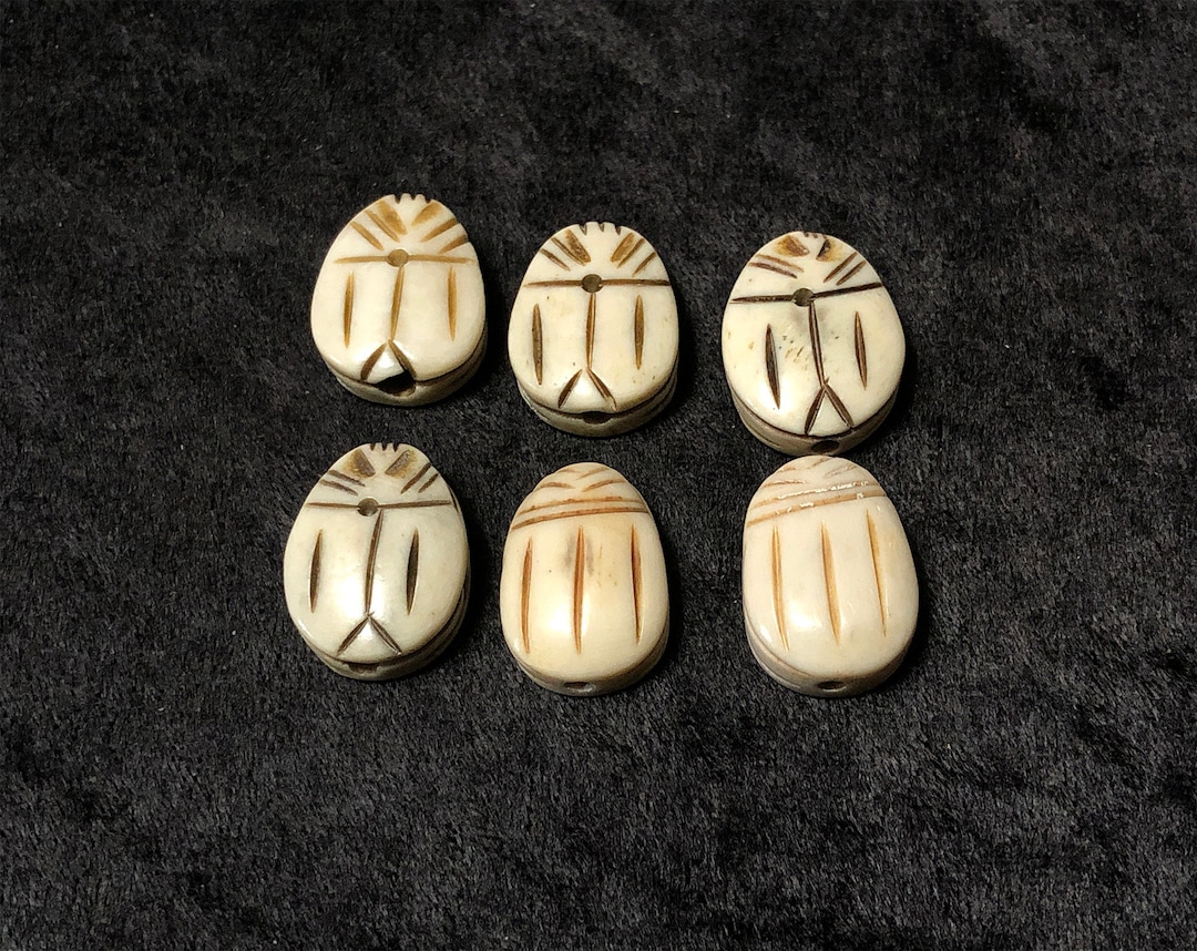 Hand Carved Dyed Cattle Bone Beads - Ethnic Scarab Totem/fetish Beads ...