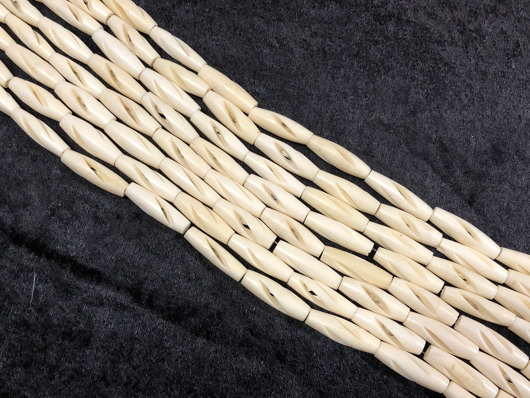 1" Hand Carved Cattle Bone White Native American Style Beads With 3 ...