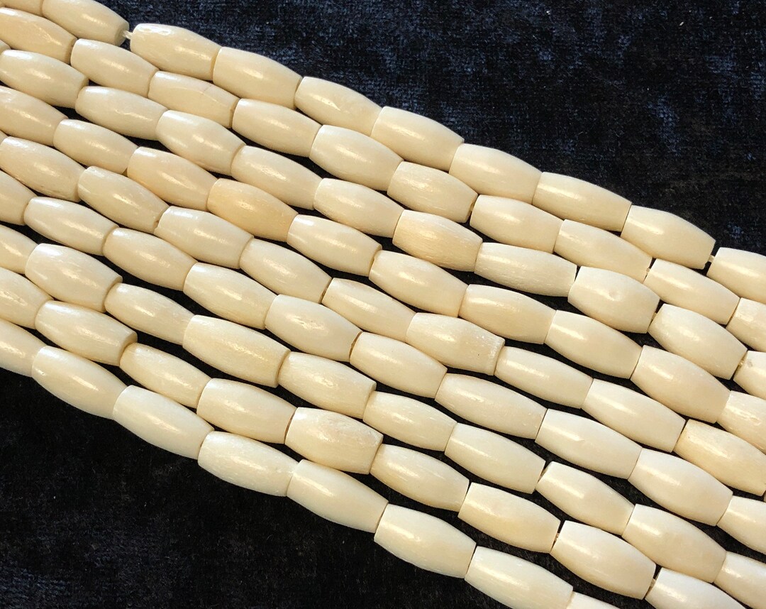 1/2" Hand Carved White Cattle Bone Barrel Beads - 1 String - Etsy