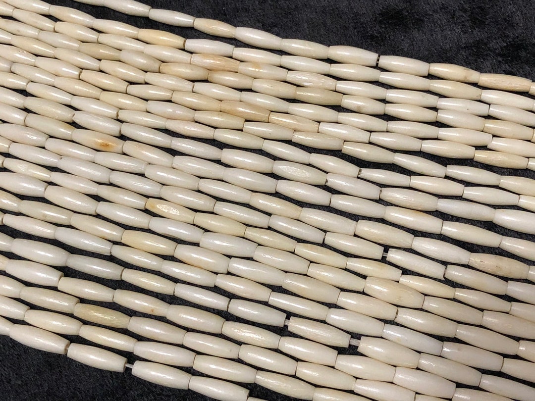 1/2 White Mini Cattle Bone Tube Beads 14 Strands Approx. 35 Beads per ...