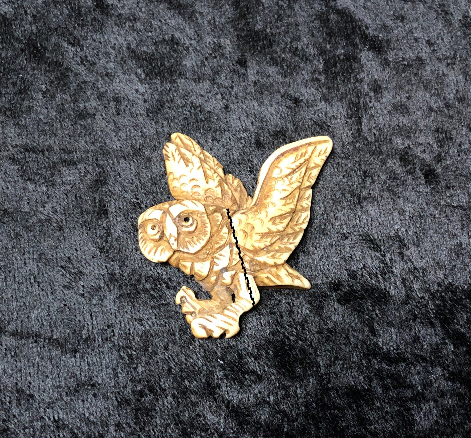 Native American Totem. Hand Carved Ox Bone Flying Hunting Owl Totem ...