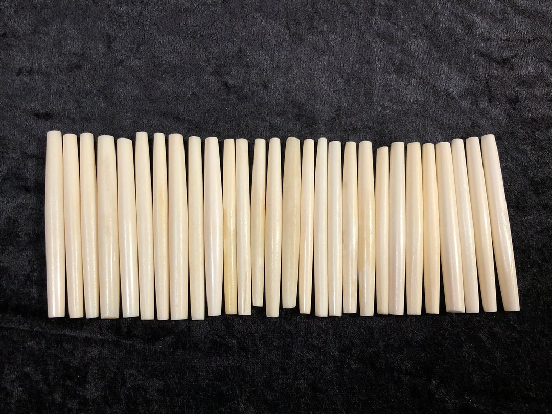 3 Hand Carved Cattle Bone Hair Pipe Beads, Smooth and Shiny 4 Pcs - Etsy