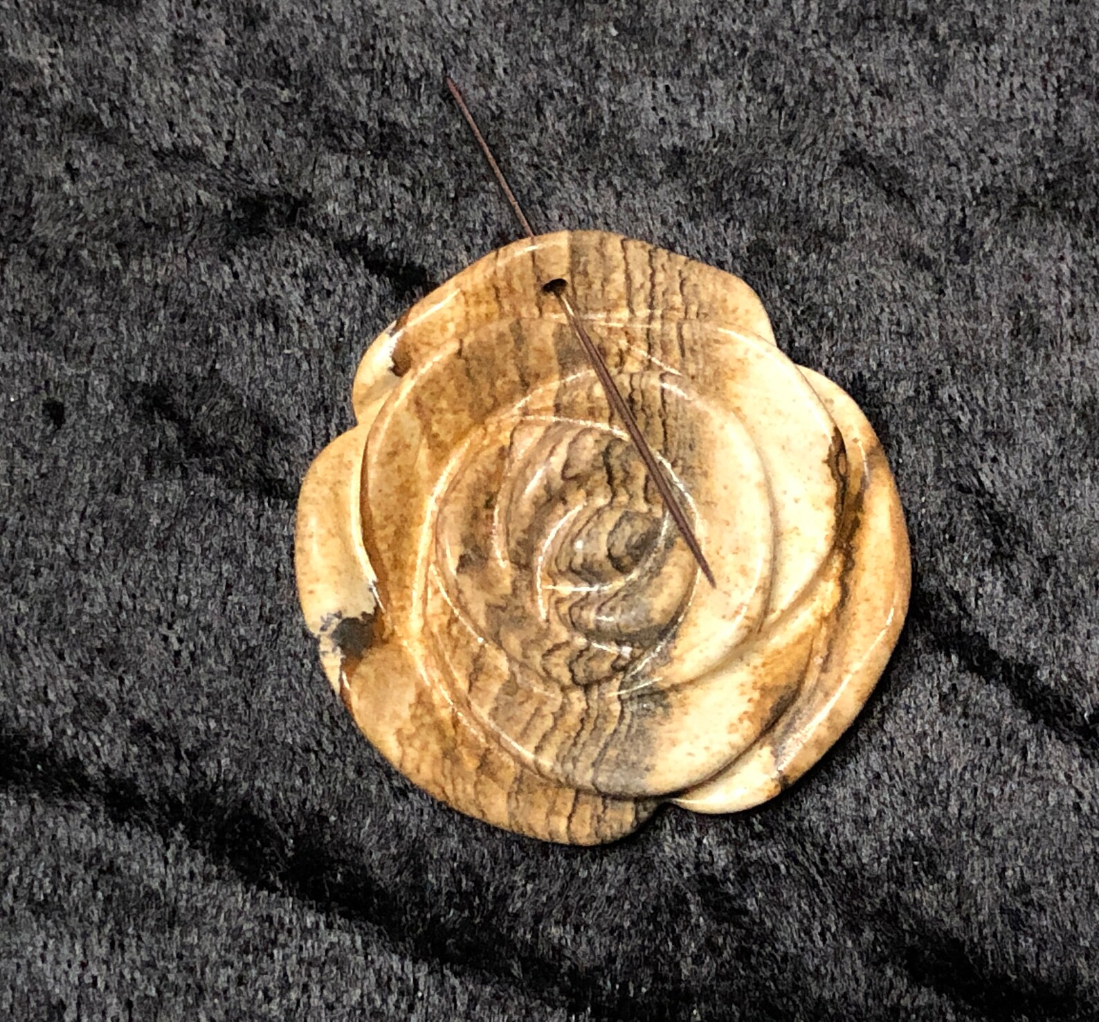 Picture Jasper Carved Rose Pendant - Etsy