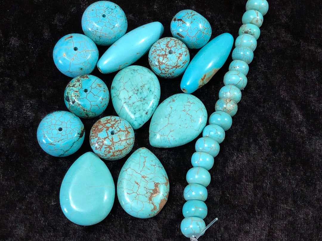 Reconstituted Turquoise Beads and Pendants - Etsy