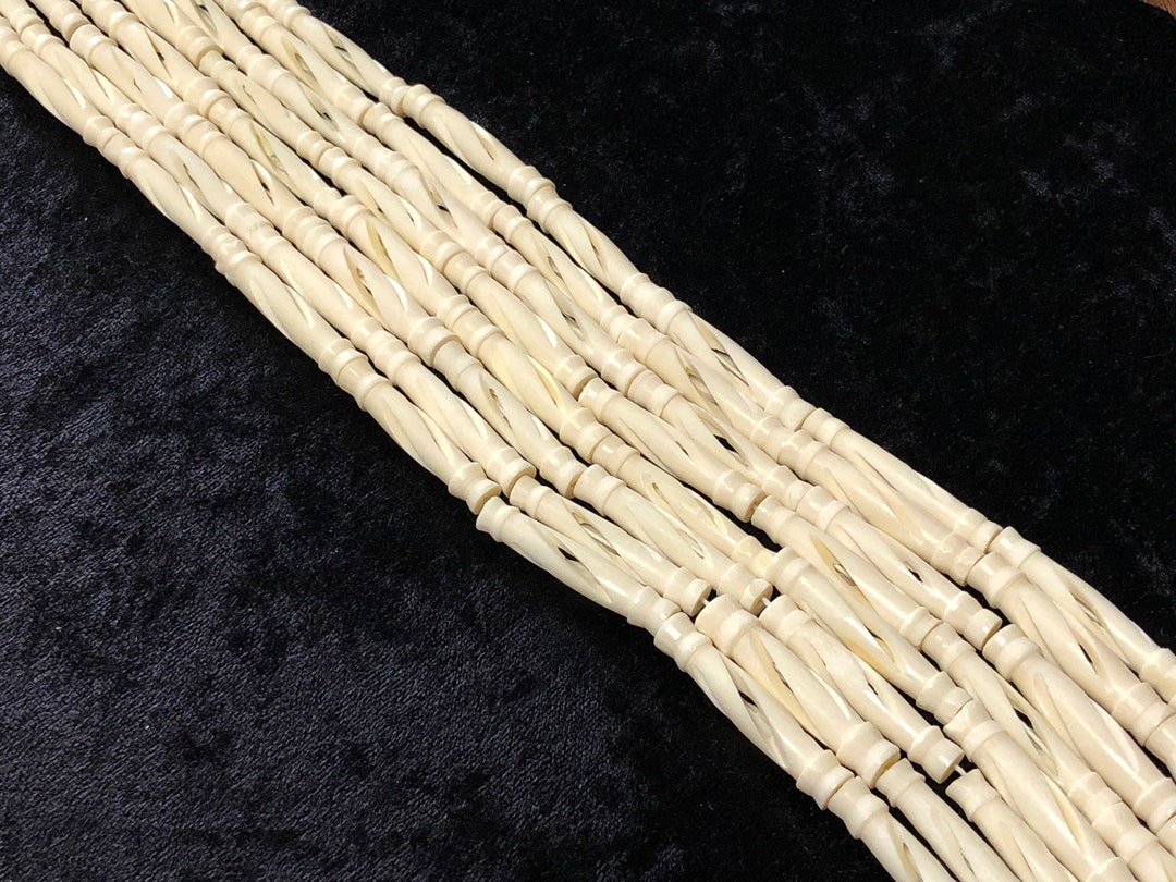 1.5" Vintage Native American/tribal Style Carved Cattle Bone Hair-pipe ...