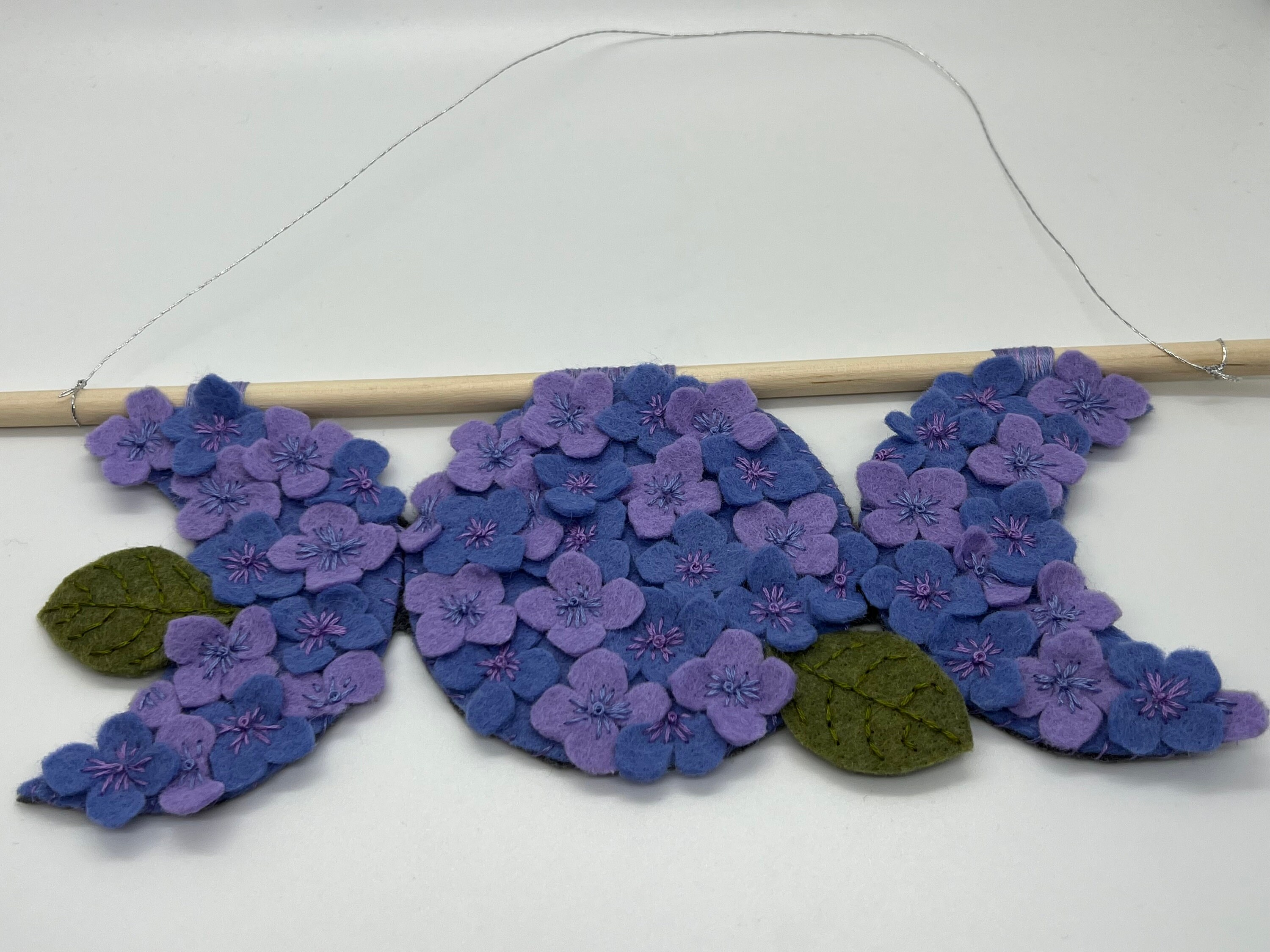 Hydrangea Moon Phase, Floral Flower Decor Wall Hanging Purple Blue Hand ...