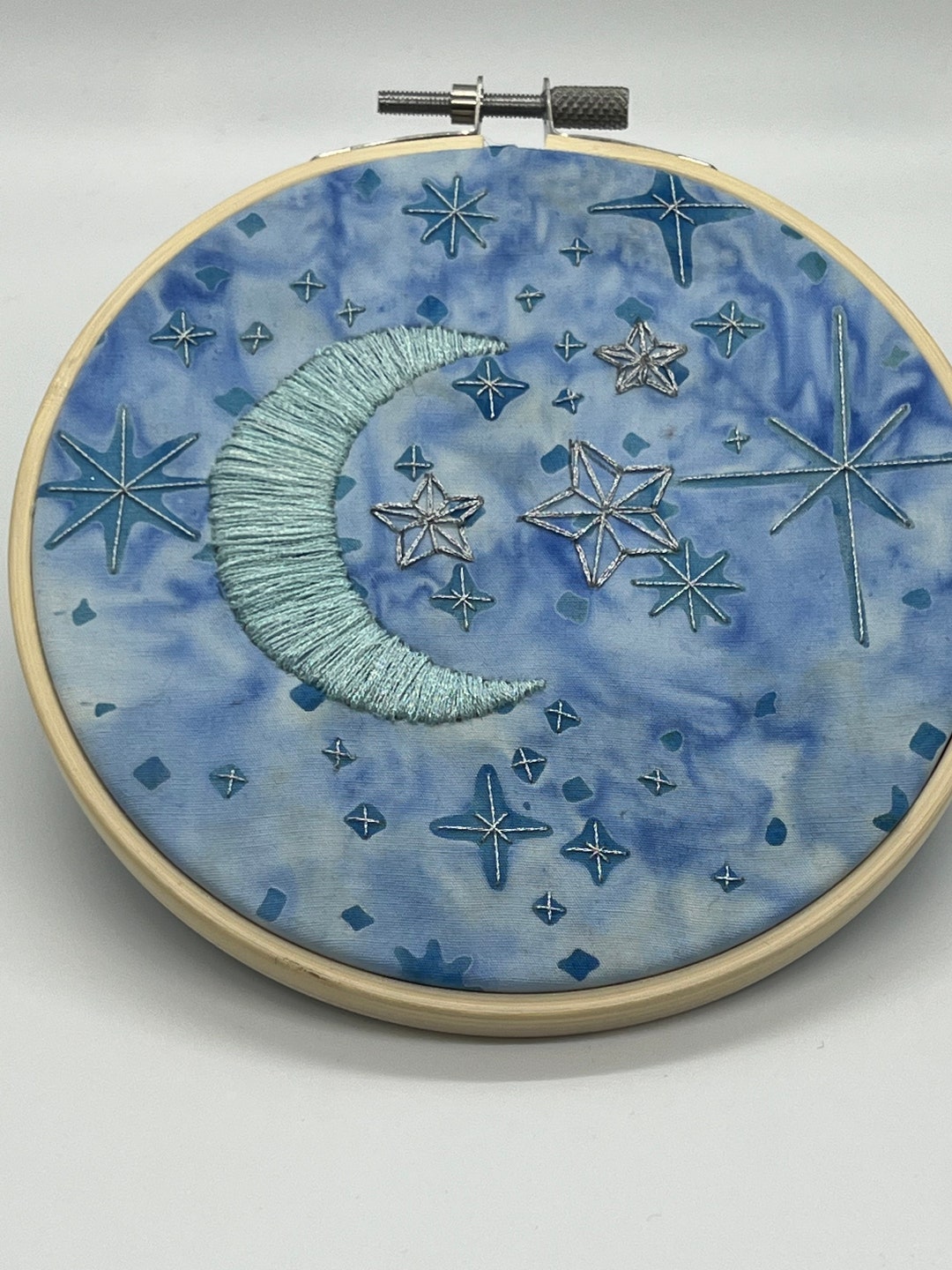 Blue Moon, Stars Sky Sparkle Shiny Metallic Hand Embroidery Decor - Etsy