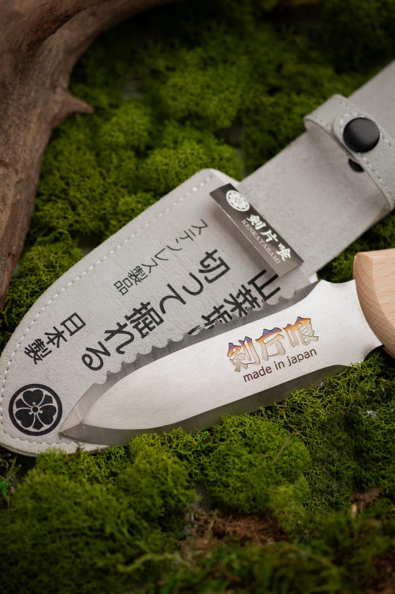 HORI HORI Japanese Stainless Steel + Leather Case, Japanese Knife 10.5 ...