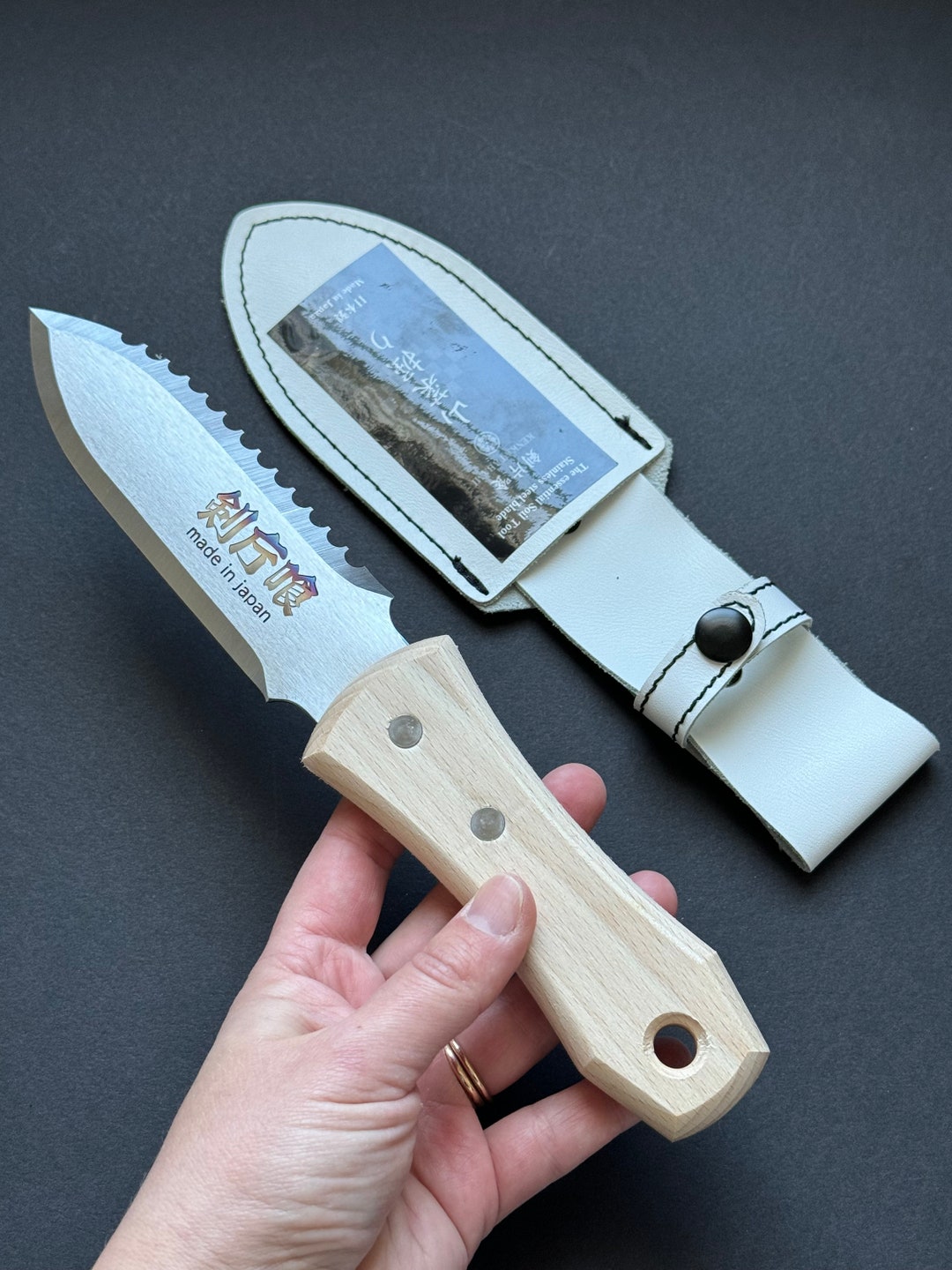 HORI HORI Japanese Stainless Steel + Leather Case, Japanese Knife 10.5 ...
