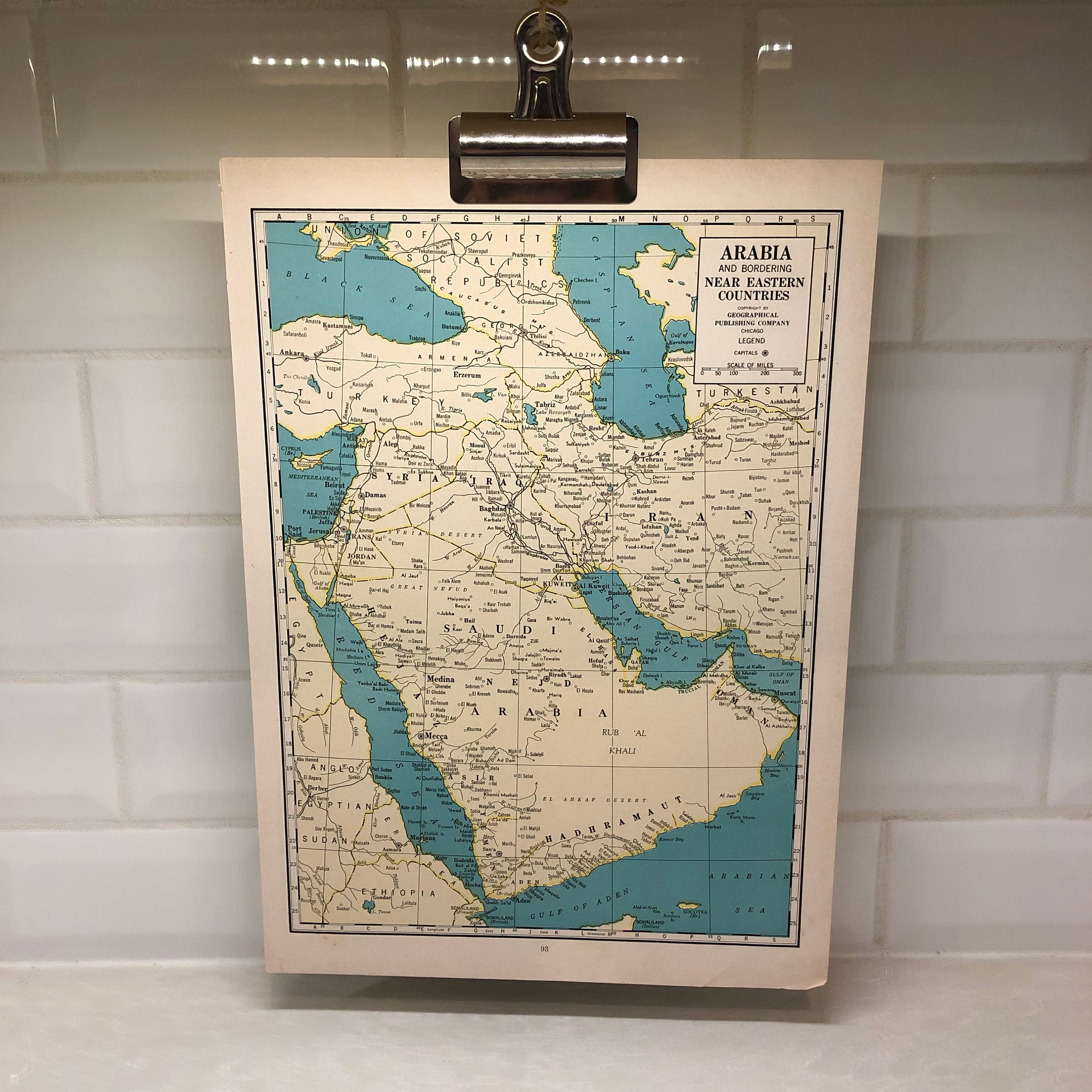 1942 Vintage Map of India and Arabia - Etsy