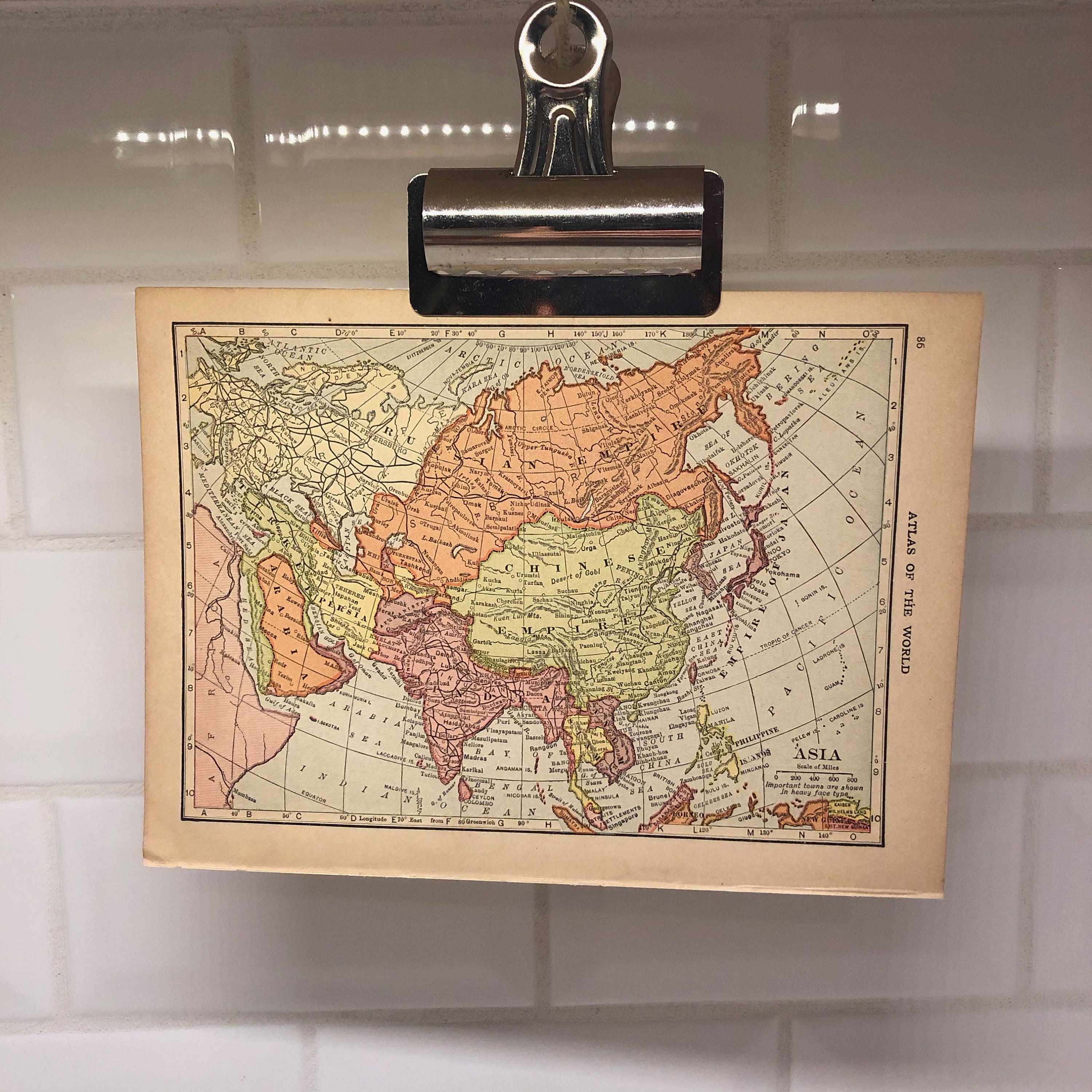 1914 Vintage Map of Asia - Etsy