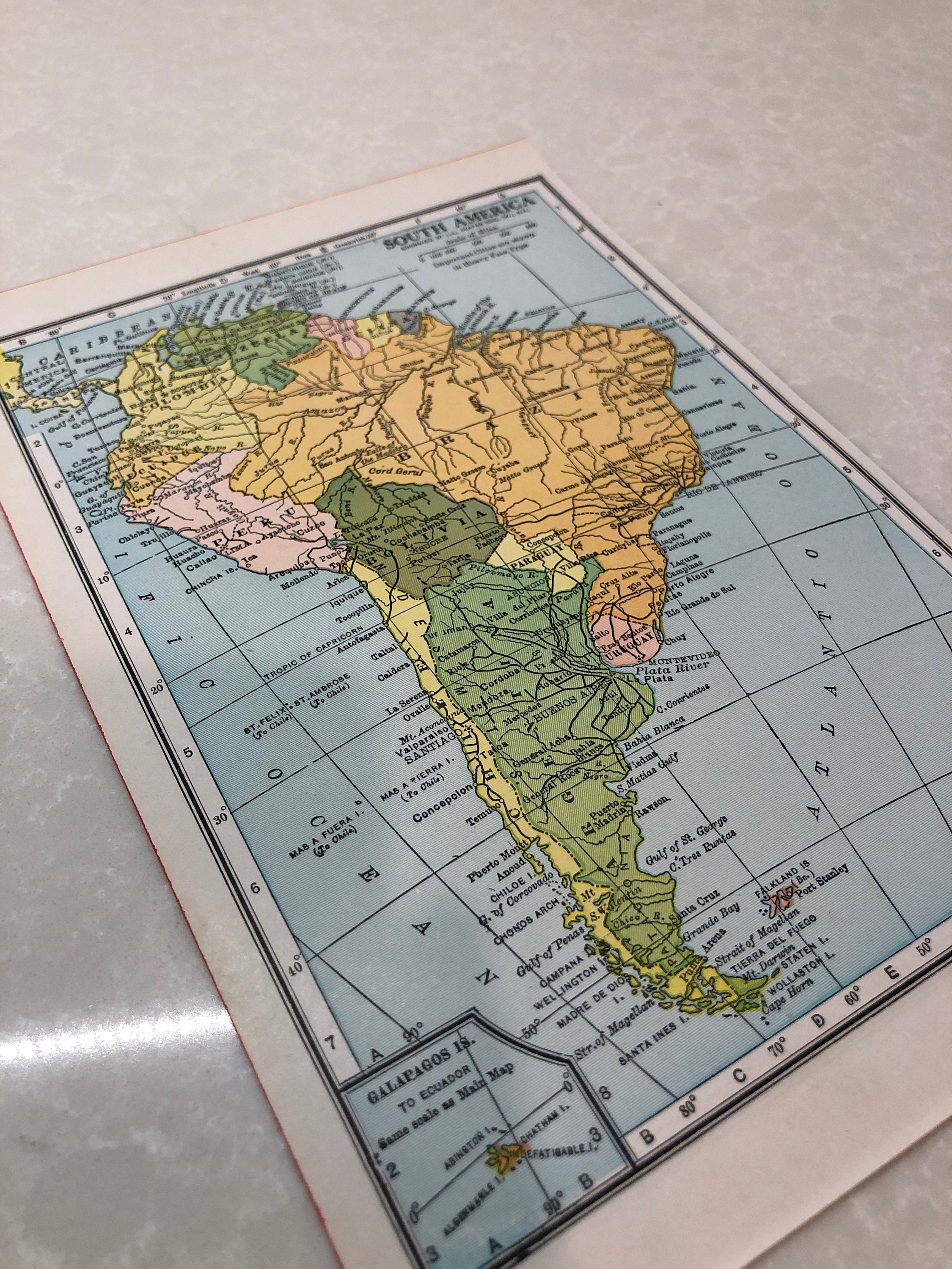 1936 Vintage Map of South America + Mexico - Etsy