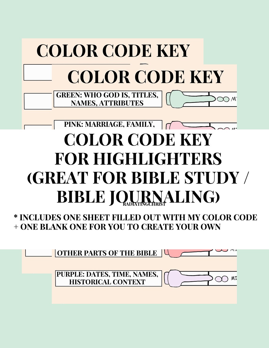 PRINTABLE Bible Study Highlighter Color Code // Bible | Etsy PRINTABLE Bible Study Highlighter Color Code // Bible | Etsy
