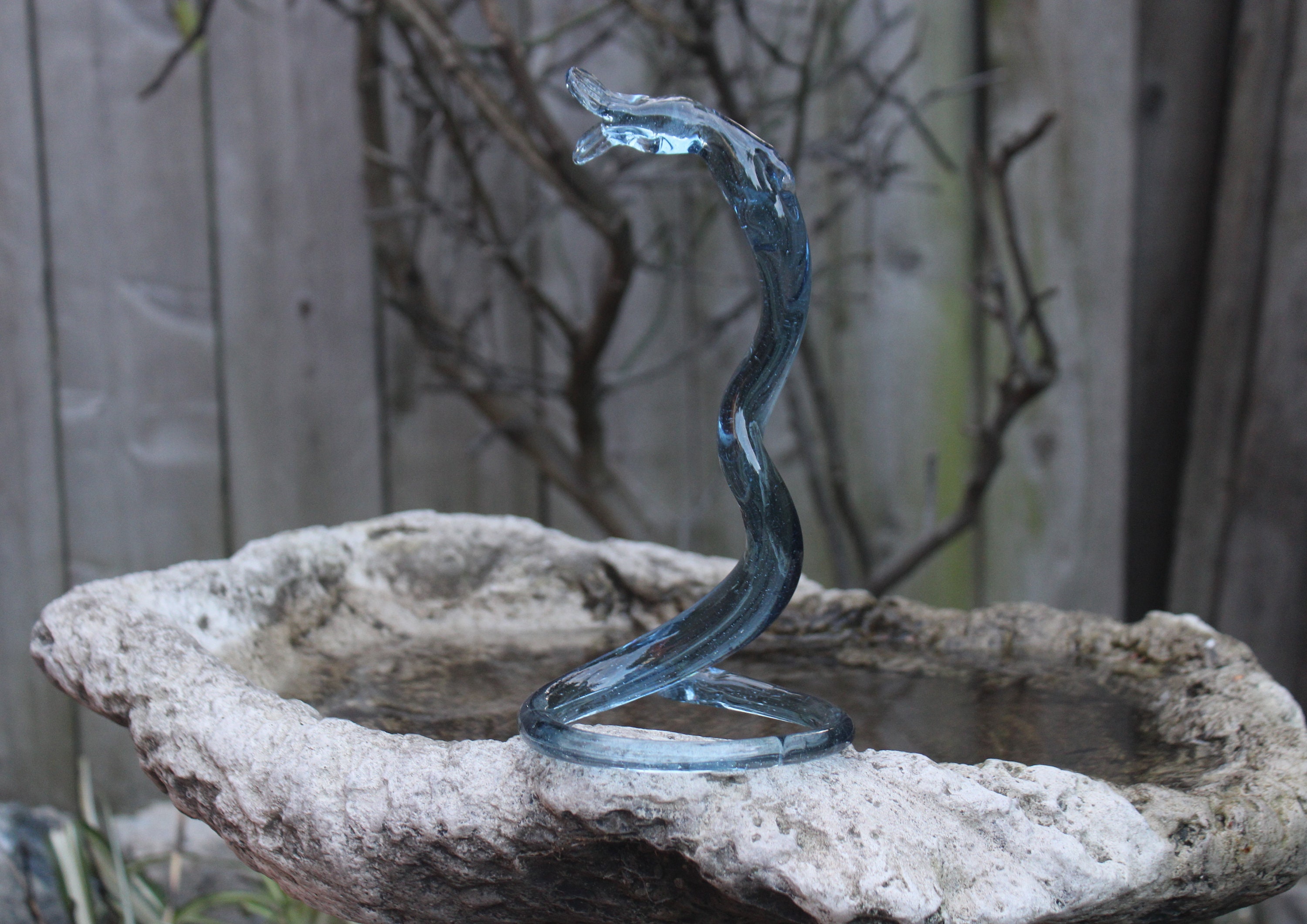 Vintage, Blue Glass Snake, Glass Sculpture, Murano Style, Standing ...