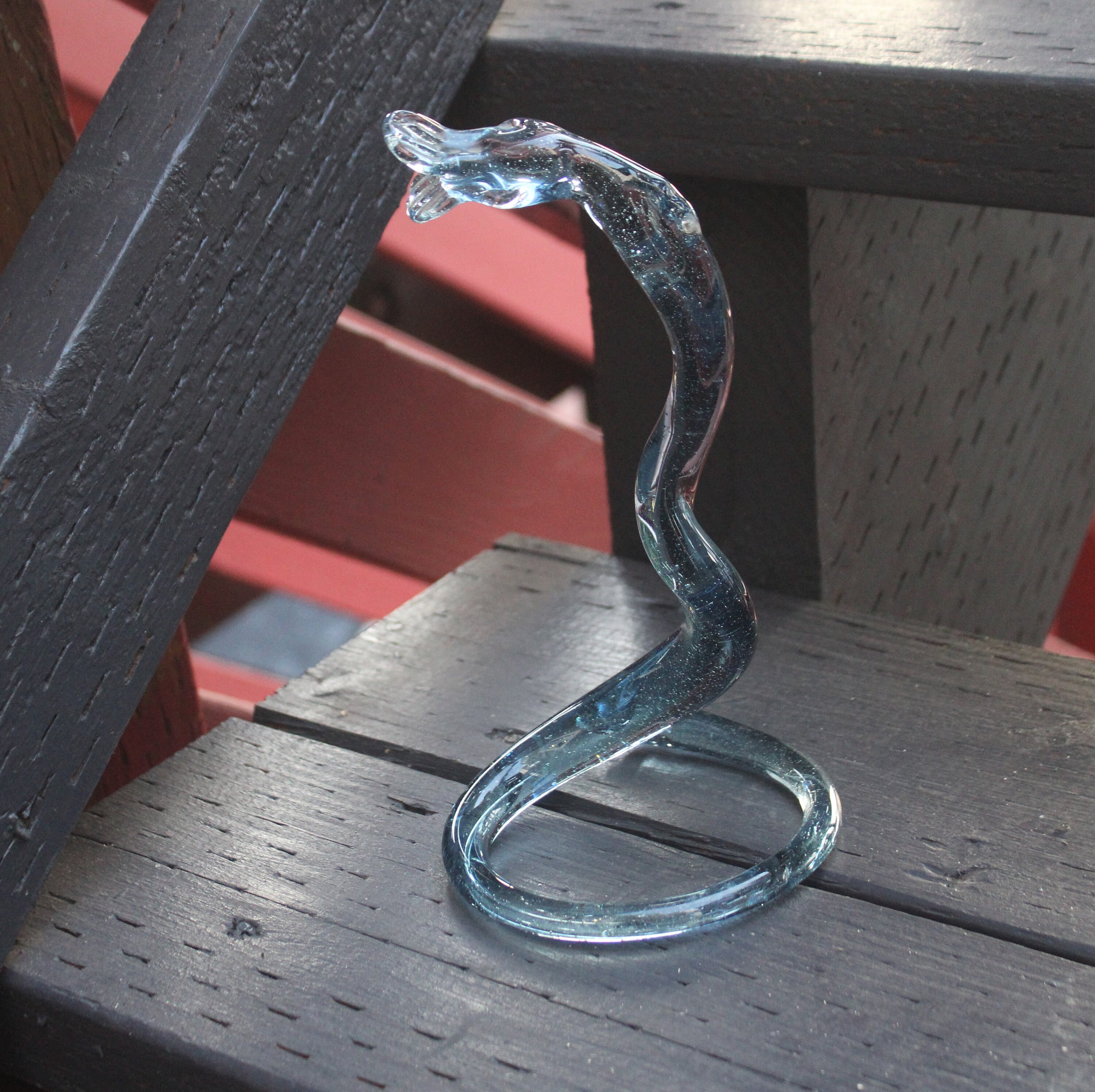 Vintage Blue Glass Snake Glass Sculpture Murano Style - Etsy