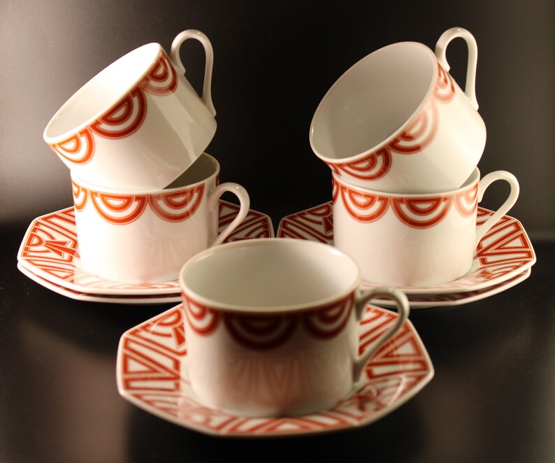 Set of 5 Fitz and Floyd Cups and Saucersthe Ritz - Etsy