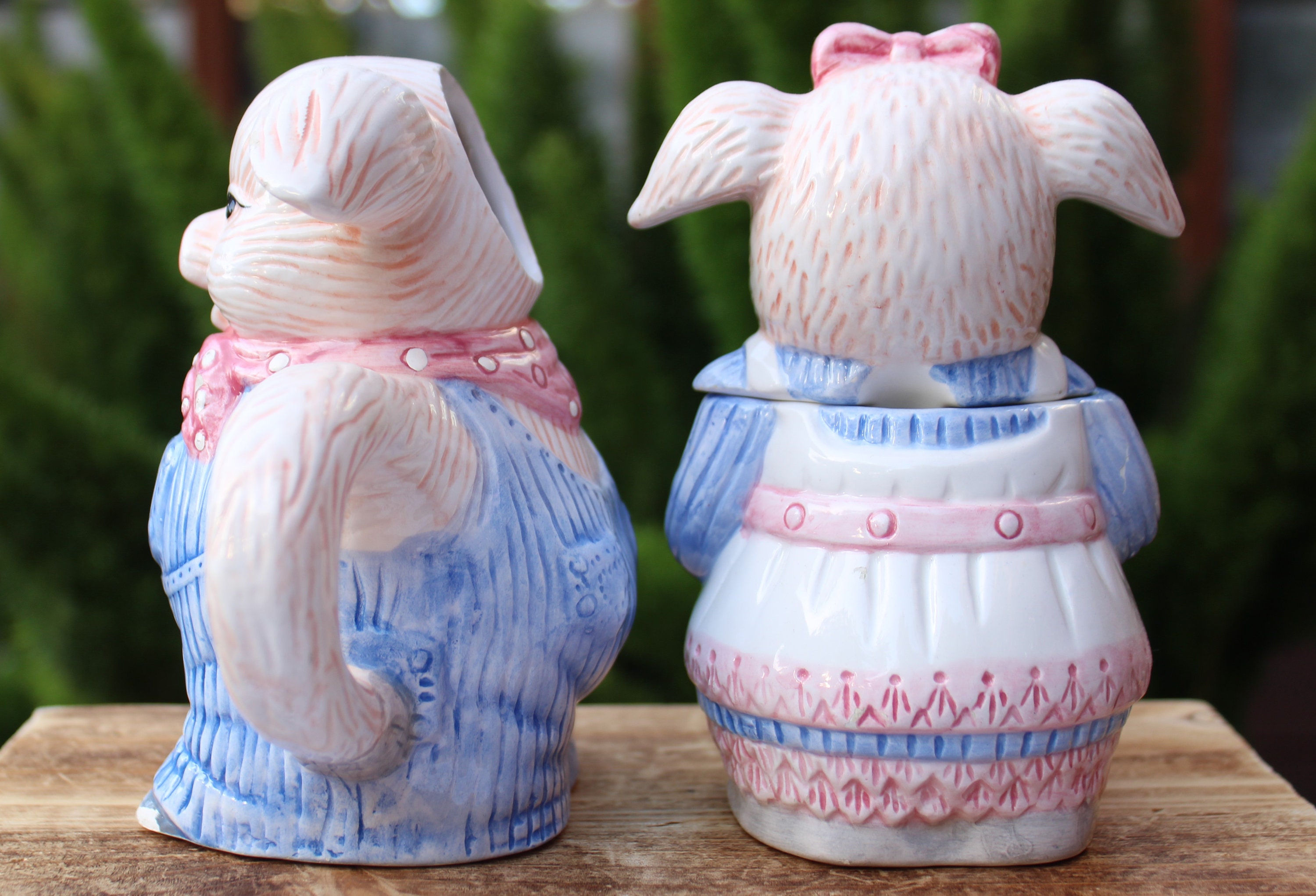 Vintage Pigs, Sugar Bowl and Creamer, Ceramic Pigs, Pigs in People ...