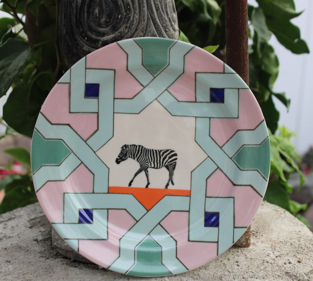Vintage , "story Tiles," Anthropologie Plate, Discontinued Line, Zebra ...