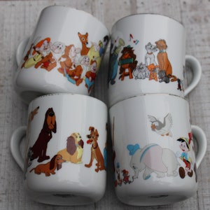 Vintage , Set of 4 Disney Mugs, 1960's,japan, Disney Characters, Coffee ...