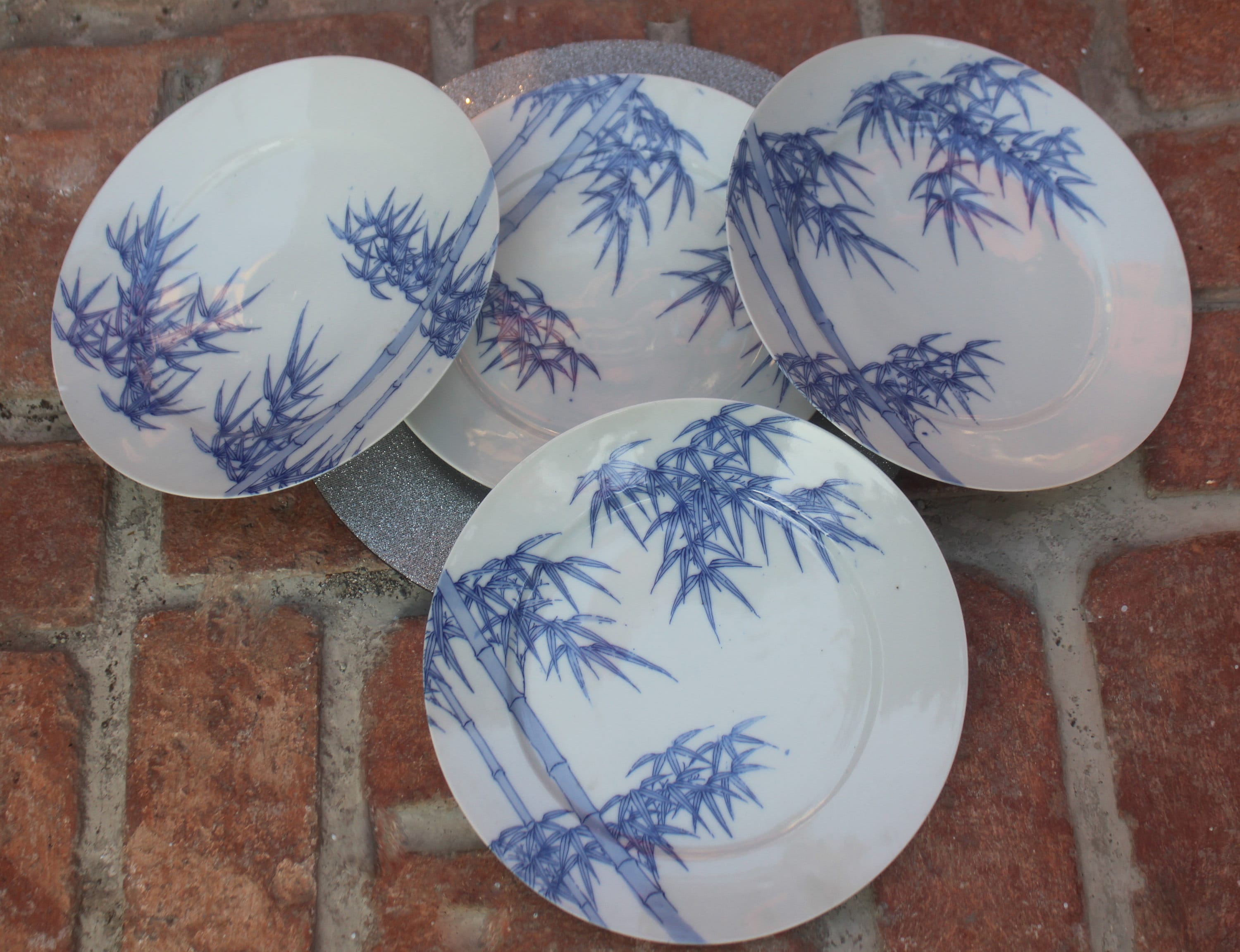 Set of 4 Vintage Japanese Plates Bamboo Pattern Made | Etsy