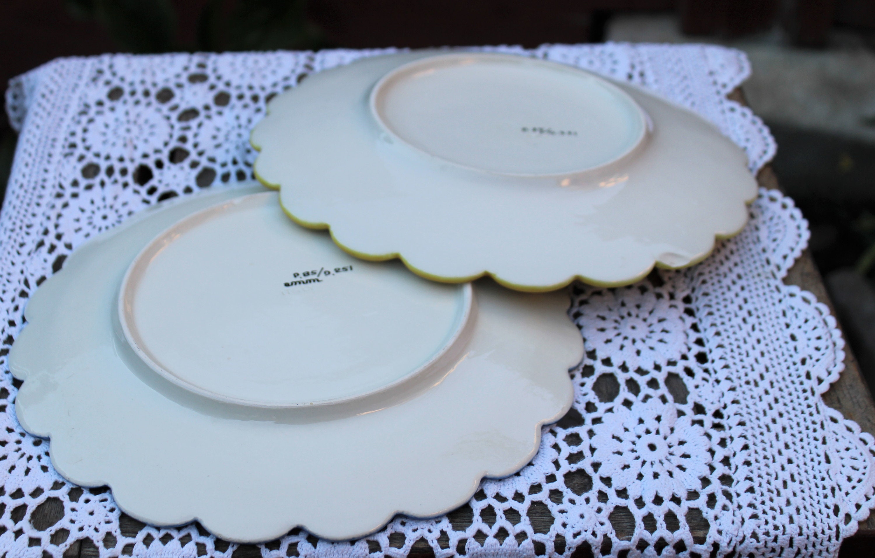 Set of 2 Vintage Italian Plates Flower Shape Ceramic Blue | Etsy