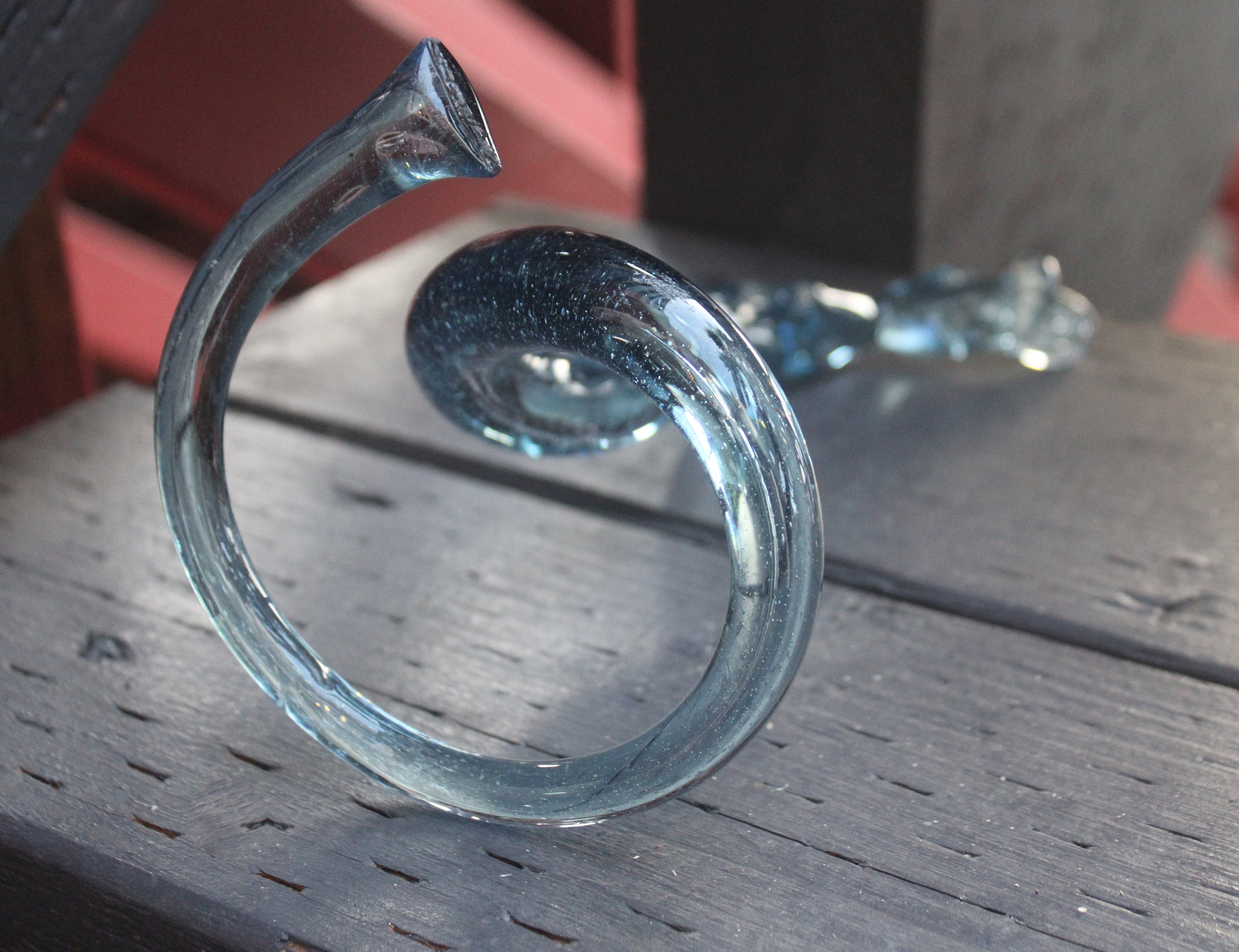 Vintage, Blue Glass Snake, Glass Sculpture, Murano Style, Standing ...