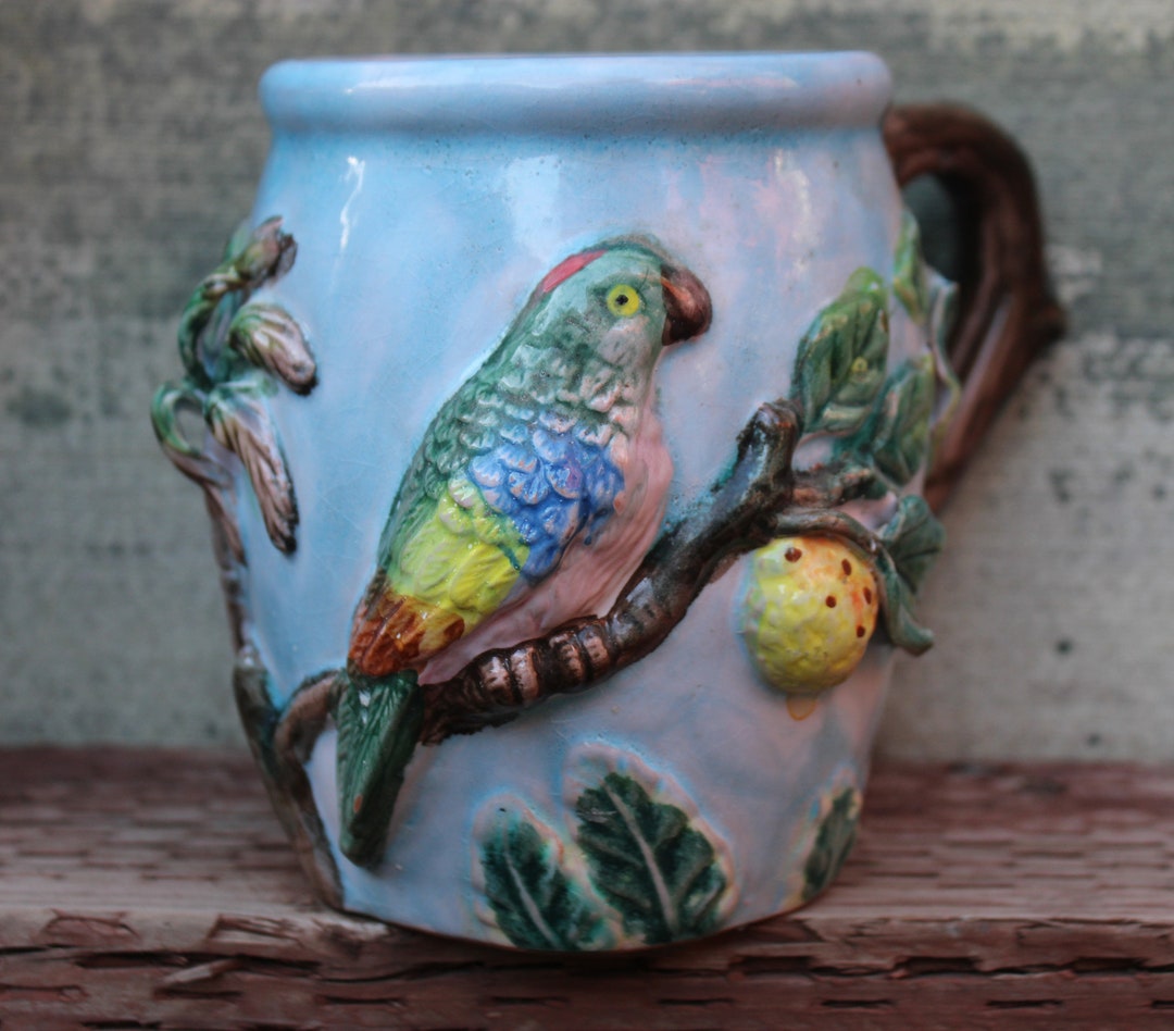 Vintage, Parrot Mug , Pacific Rim, Hand Painted, Over Size Mug, Bird ...