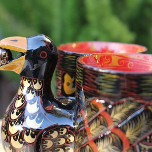 Vintage , Warring States, Lacquered Bird, Ceremonial Cup, Black and Red ...