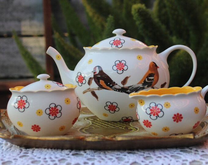 Vintage, Grace's Tea Ware, Tea Set, Bird Tea Set, Teapot, Sugar and ...