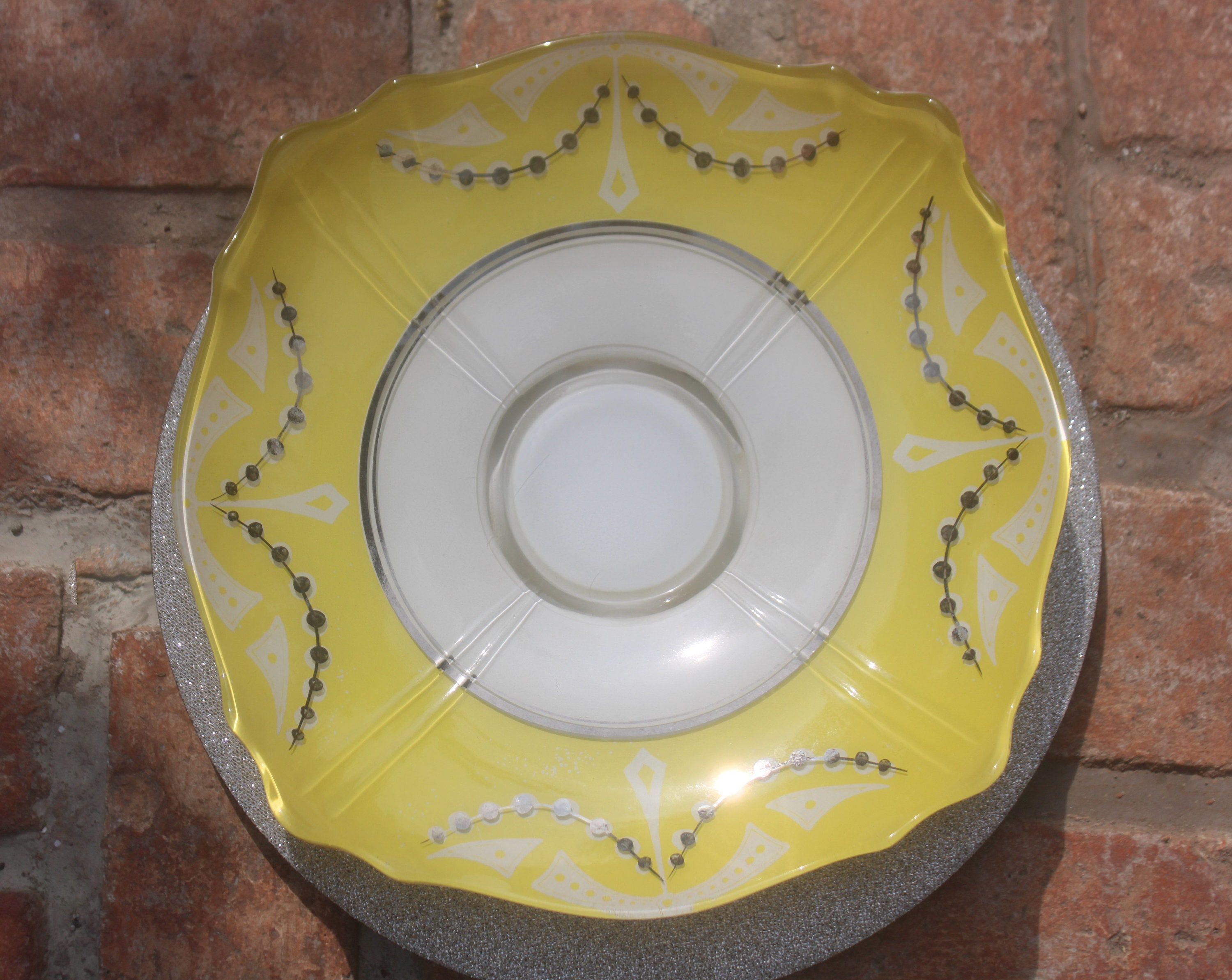 Vintage/antique, 1920'S , Art Deco, Yellow Glass, Large Bowl, Platter ...