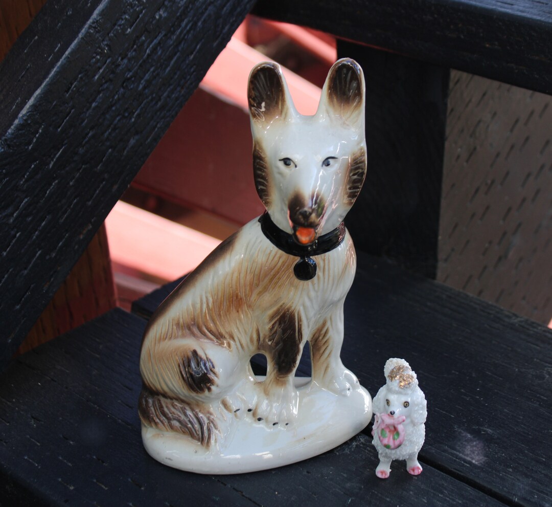 Vintage, China Dogs, Set of 2, China Poodle With Bag, German Shepherd ...