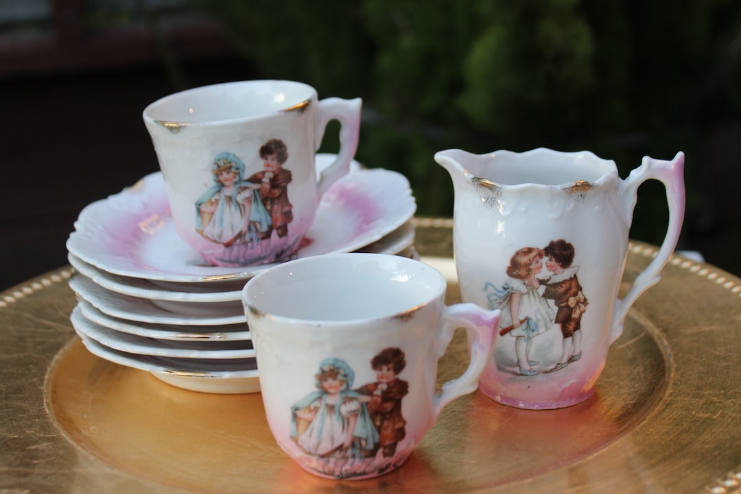 Antique, Child's Tea Set, 9 Pieces, ? German Miniature Tea Set ...