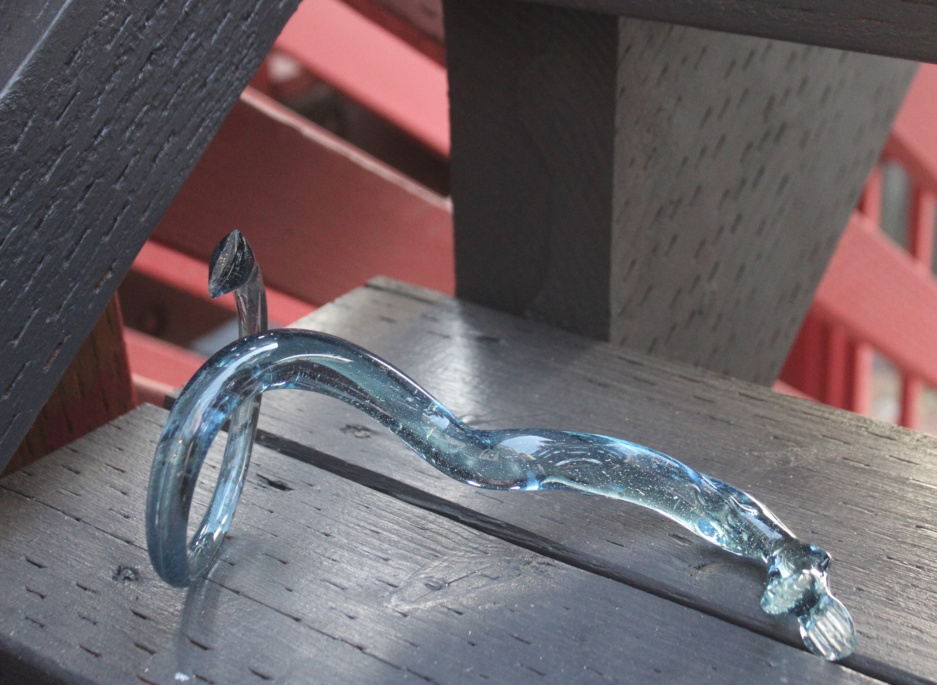 Vintage, Blue Glass Snake, Glass Sculpture, Murano Style, Standing ...