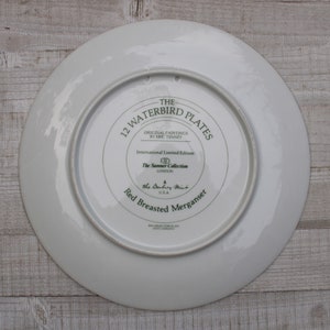 Vintage Bird Plate, 12 Water Bird Series, Red Breasted Merganser ...