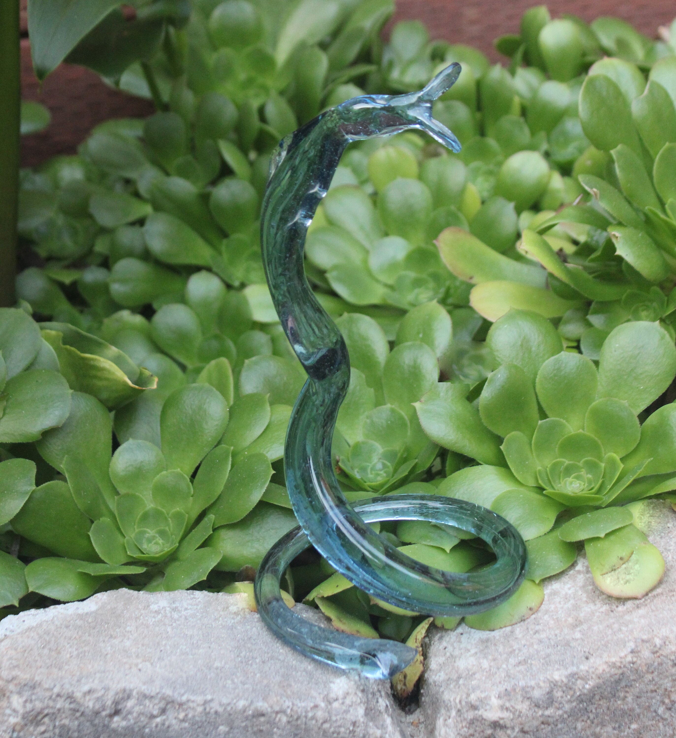 Vintage, Blue Glass Snake, Glass Sculpture, Murano Style, Standing ...
