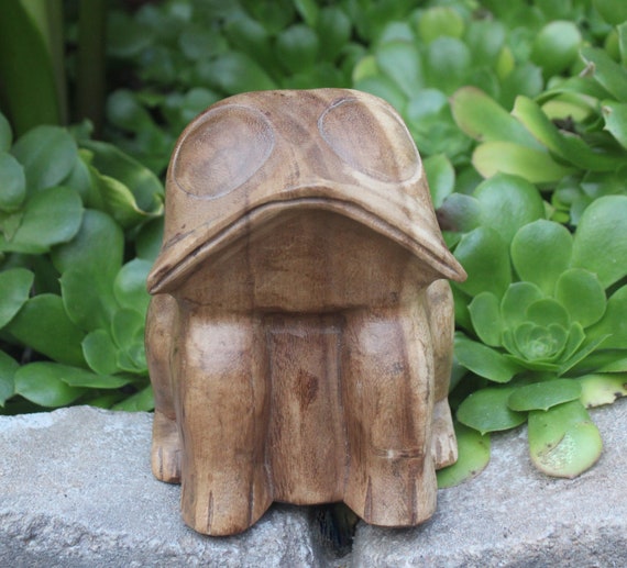 Figurines Art & Collectibles Carved Figures Sitting Wooden Frog Vintage ...