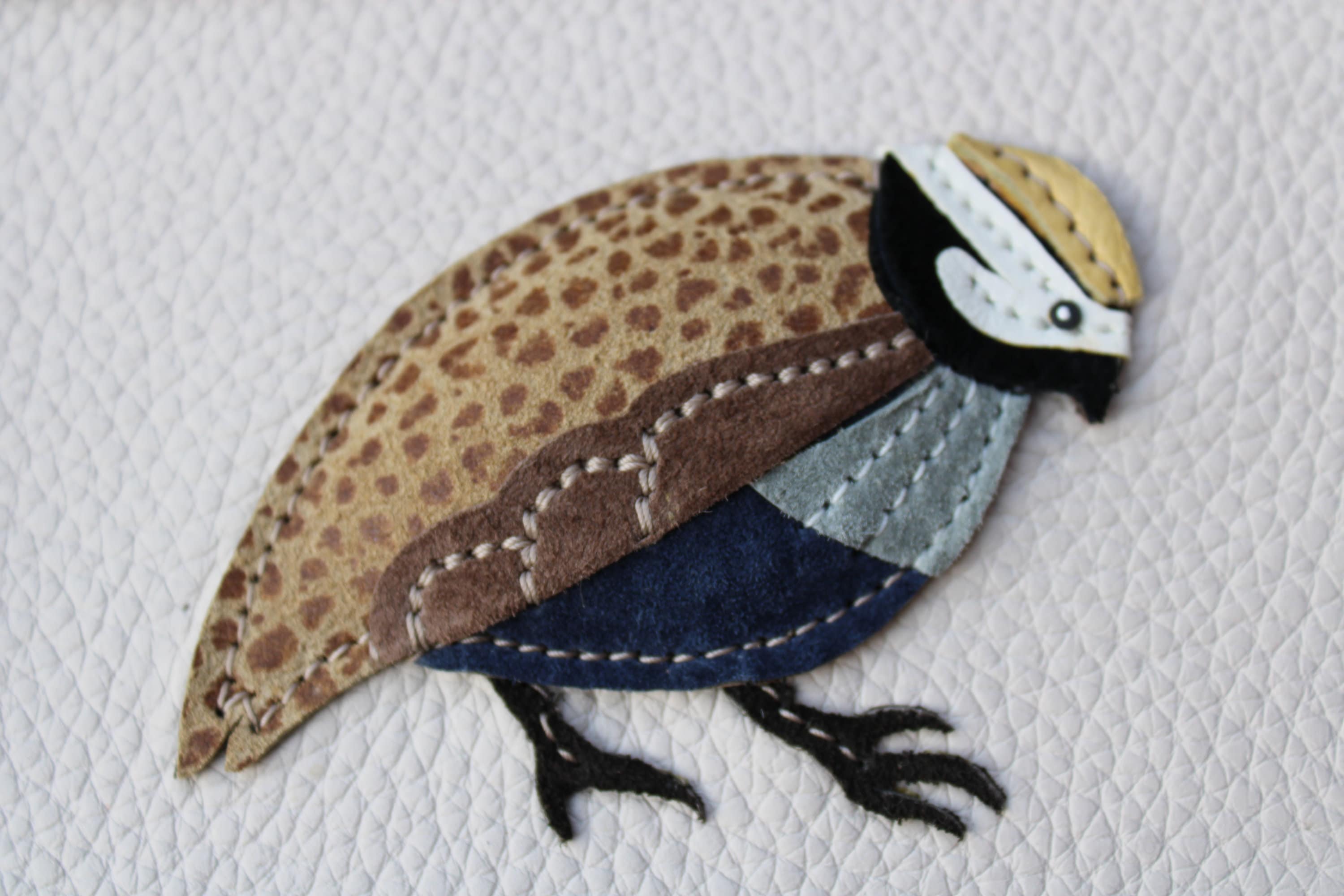 Leather and Suede,bird Picture, Hand Made by Dawn Mountain, Pre-owned ...